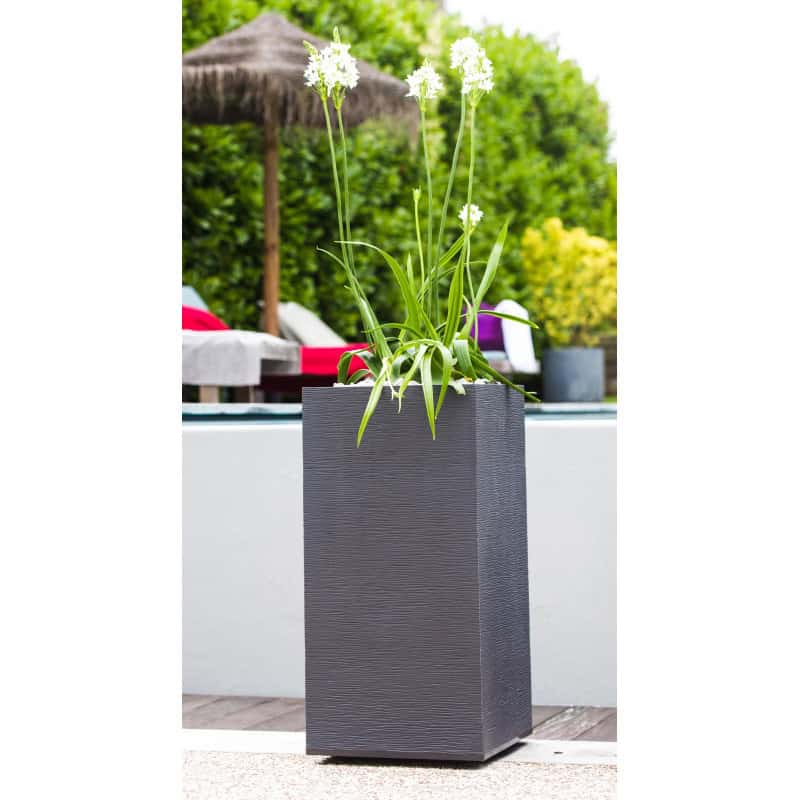 Bac à fleurs carré haut 31 litres gris anthracite - Jardin et Saisons